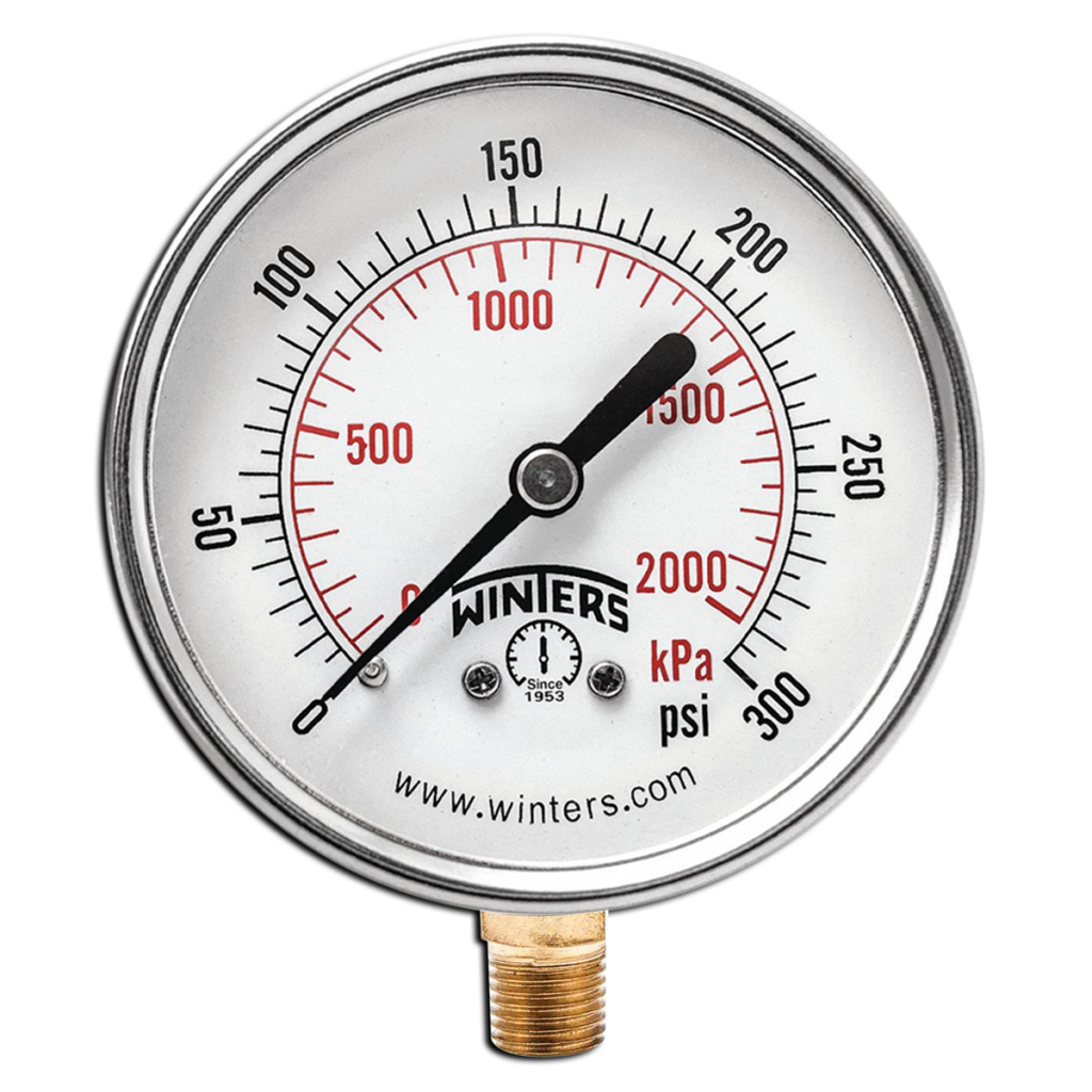 MANOMETRO DE 0 A 300 PSI CARATULA 4 TOMA 1 2 VERTICAL T INF